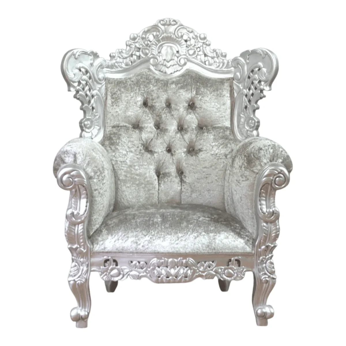 Sovereign Silver Velvet Throne - Indonesia Furniture