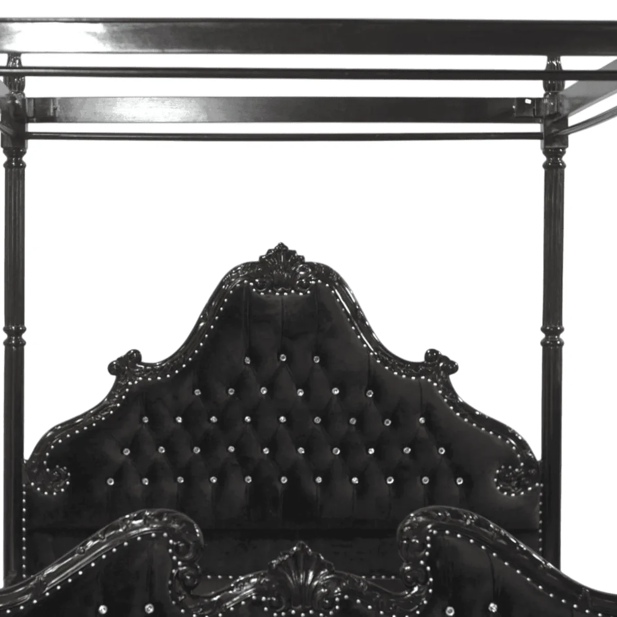 Shadow Canopy: Tufted Gothic Poster Bed - Indonesia Furniture