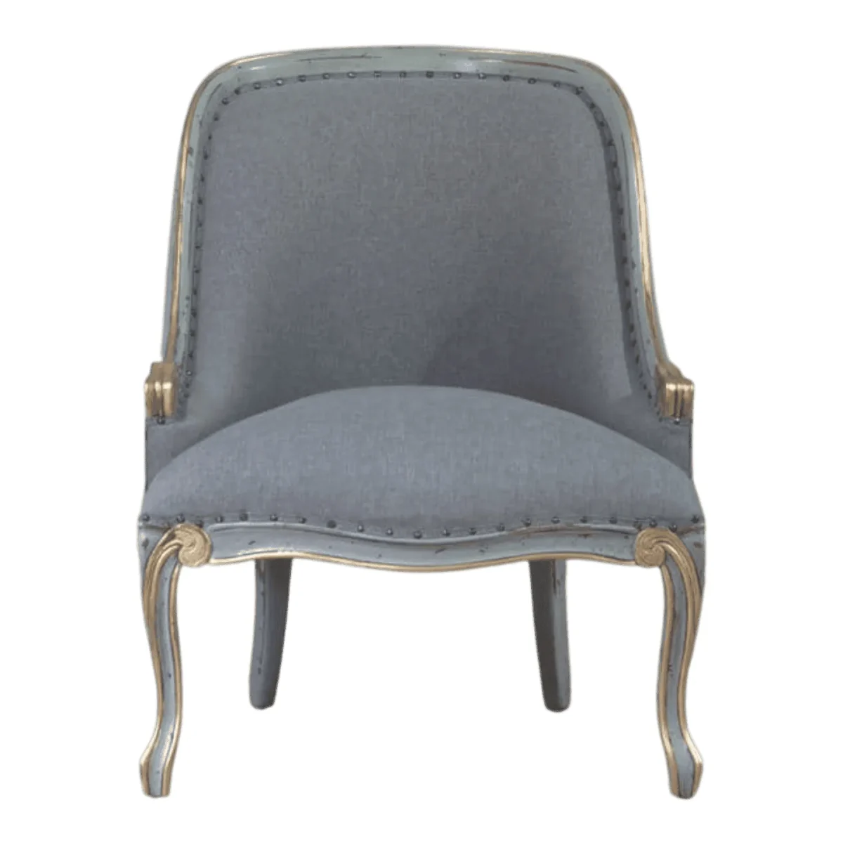 Azure Serenity: Gilded Linen Accent Chair - Indonesia Furniture