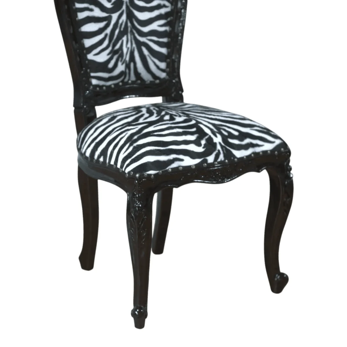 Serengeti Noir: Carved Zebra Accent Chair - Indonesia Furniture