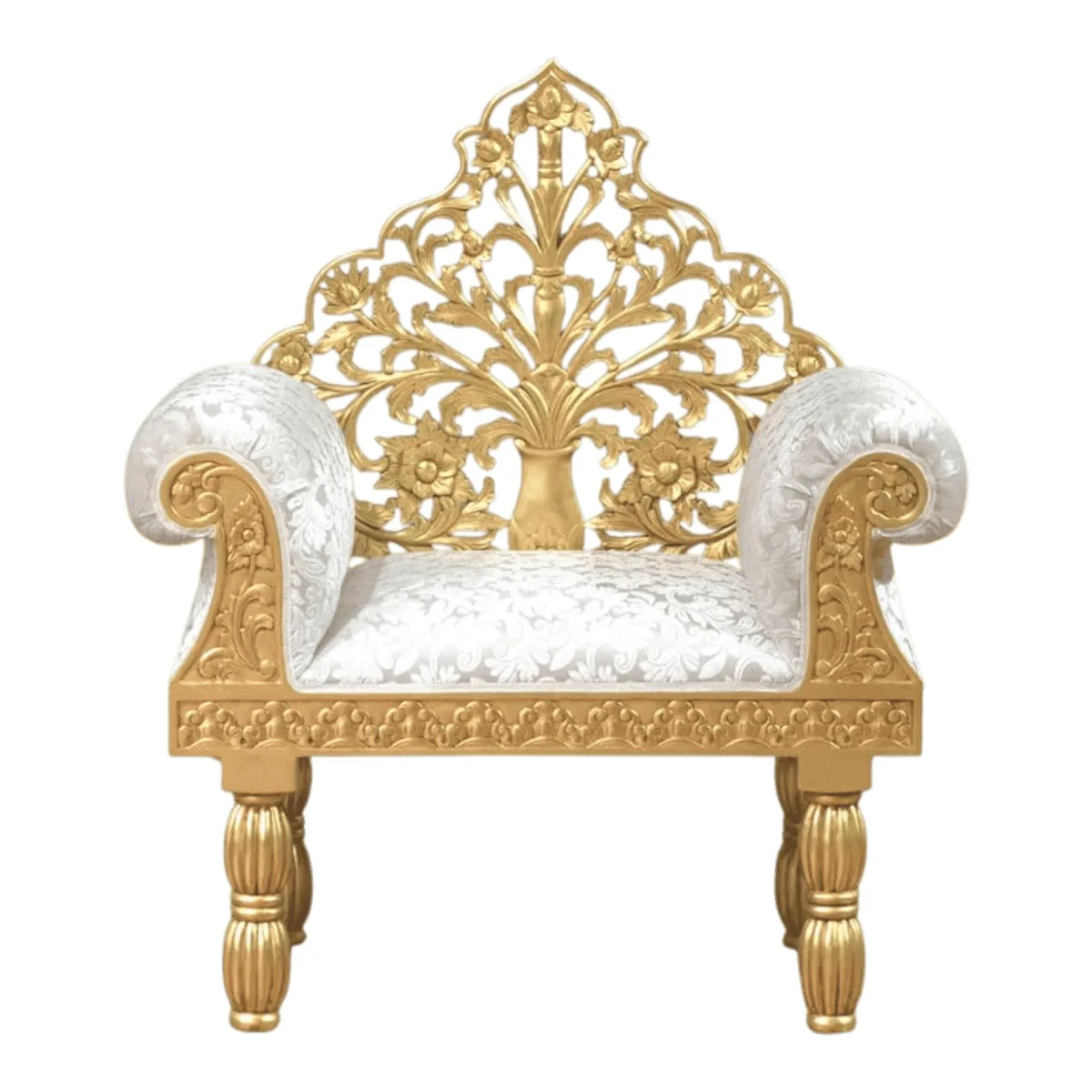 Imperial Bloom: Gilded Ceremonial Throne - Indonesia Furniture
